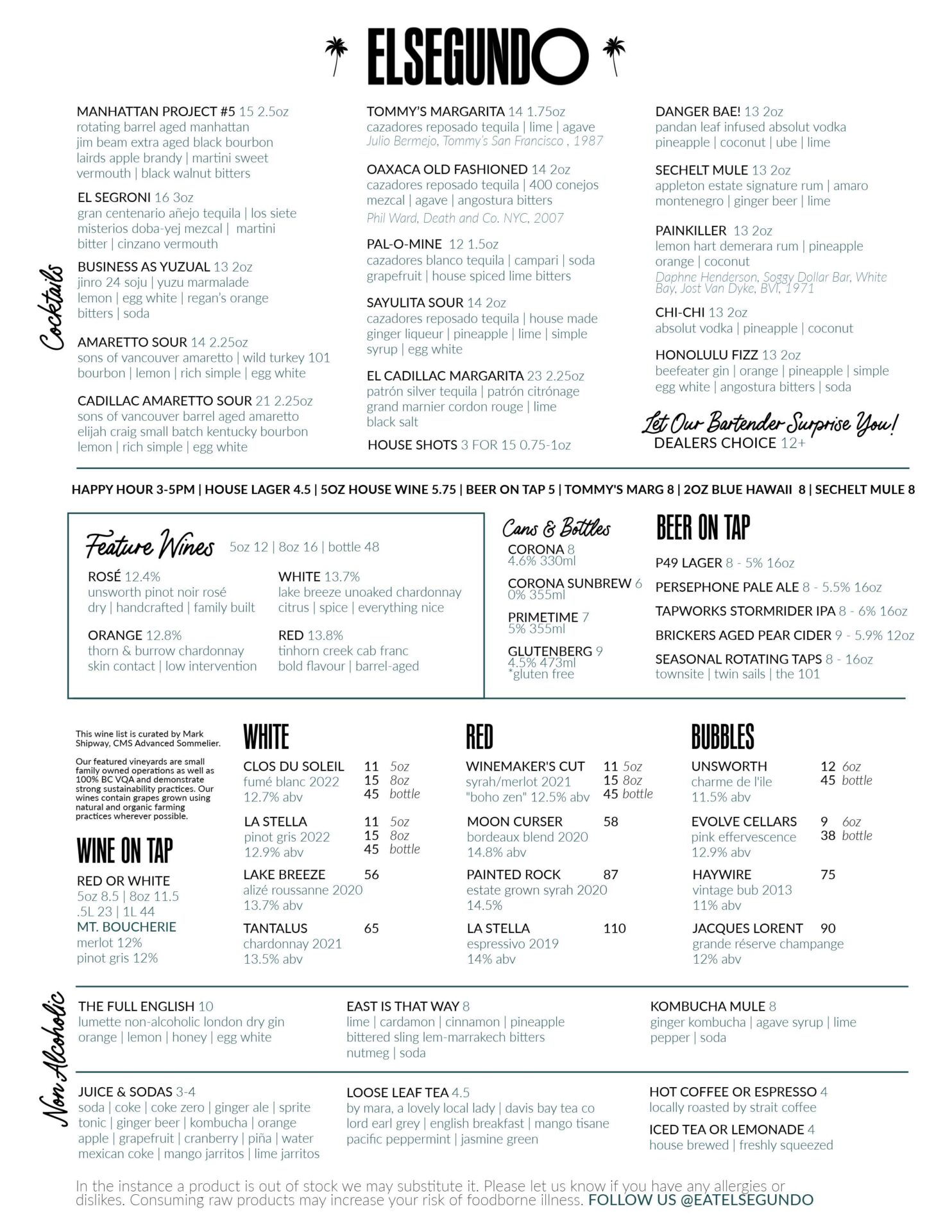 El Segundo Restaurant | Good Vibe Dining, Cocktails, & Takeout in Sechelt